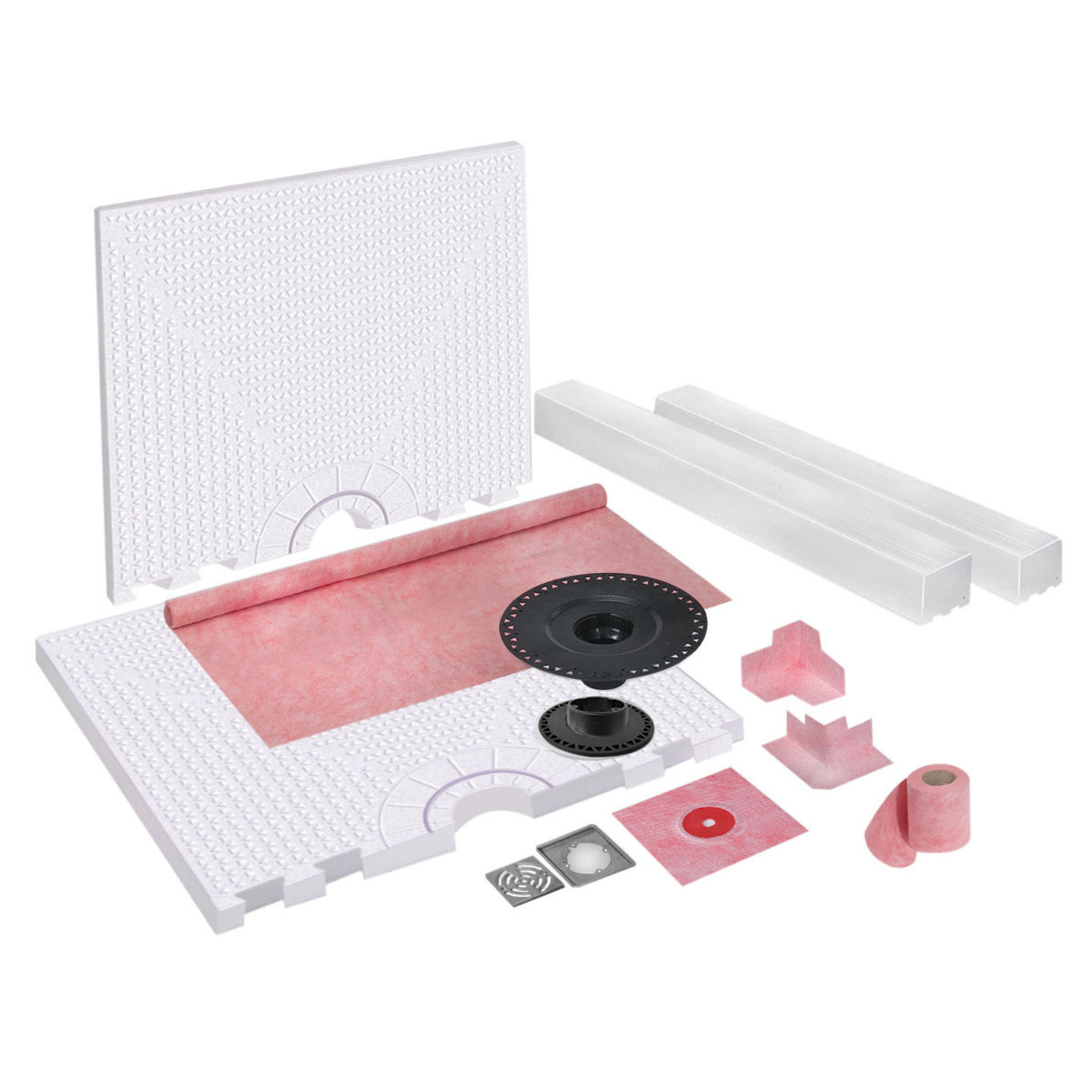 Prova - Shower System Prefabricated Sloped Pan, Centered ABS Drain With ...